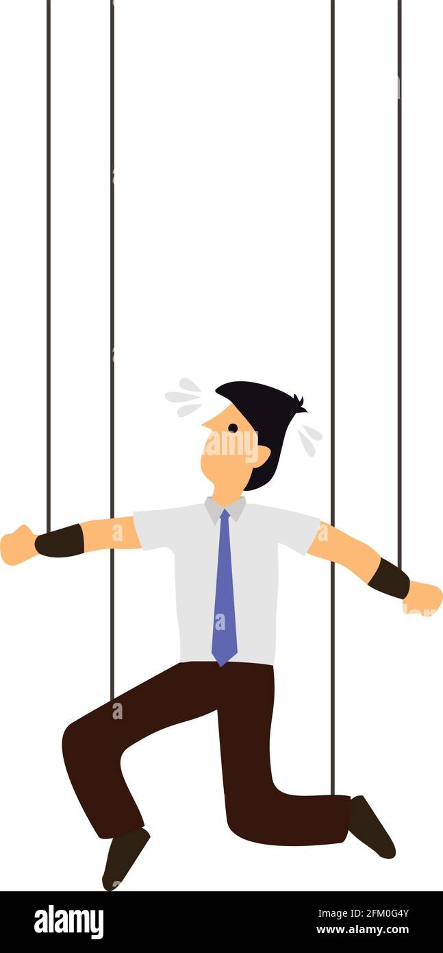 Business concept of a businessman being controlled like a puppet ...