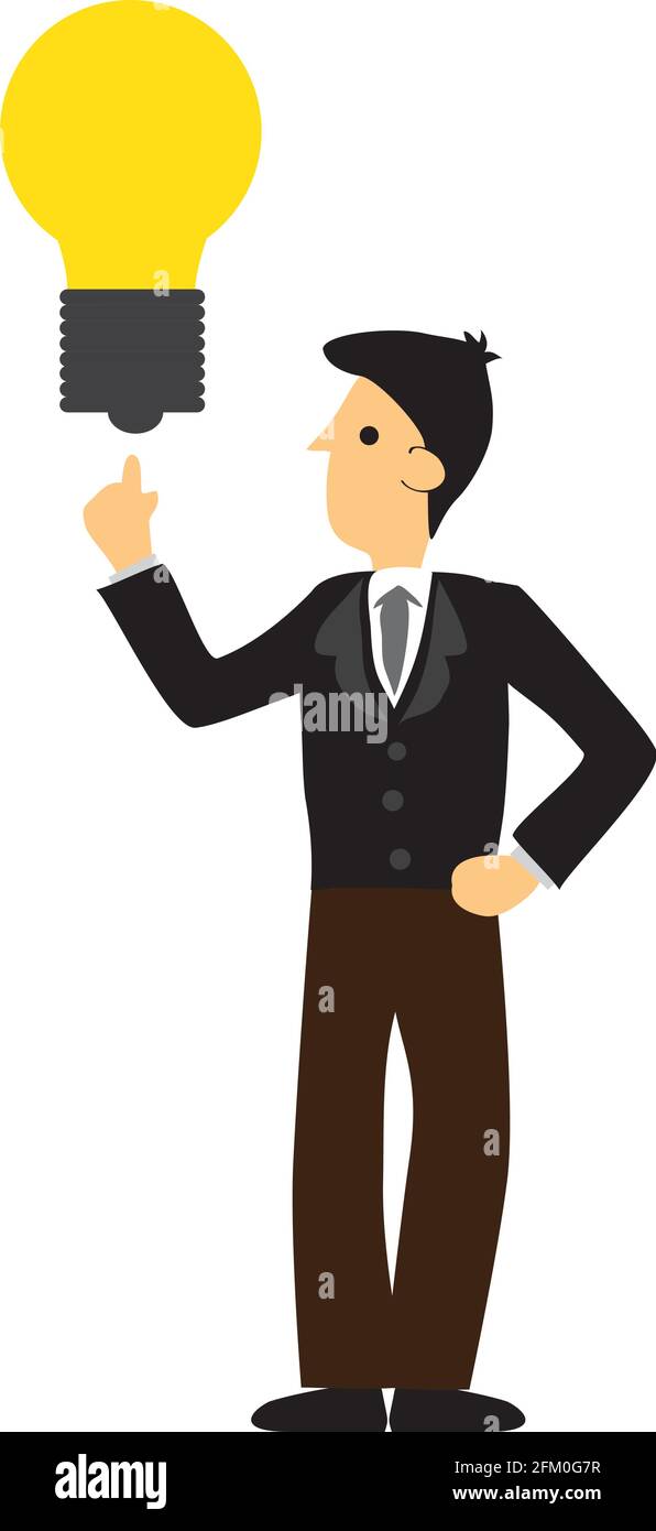 Businessman with a imagination light bulb. Concept of creativity or ...