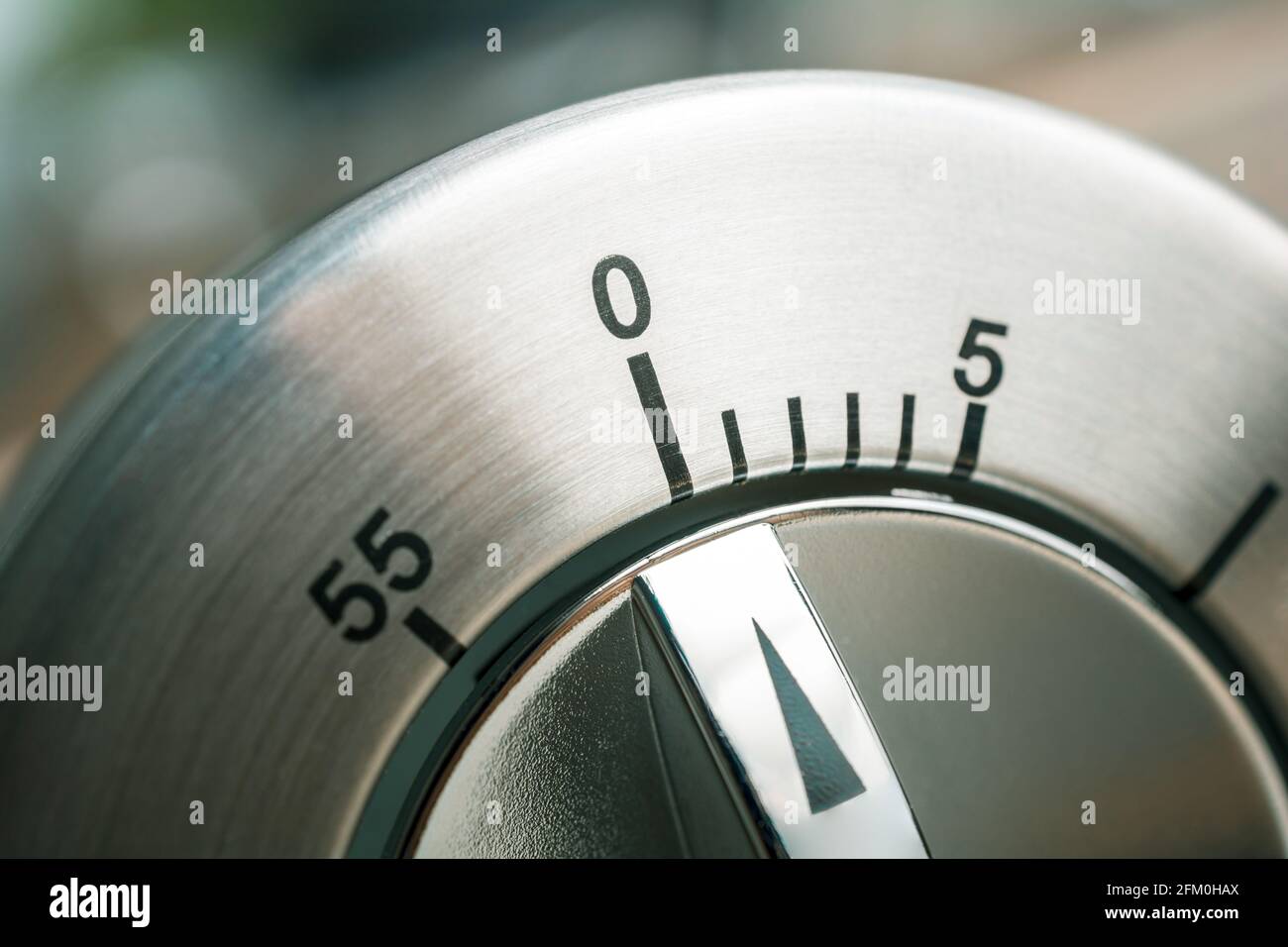 0 Minutes - Macro Of An Analog Metal Timer On A Wooden Floor Stock ...