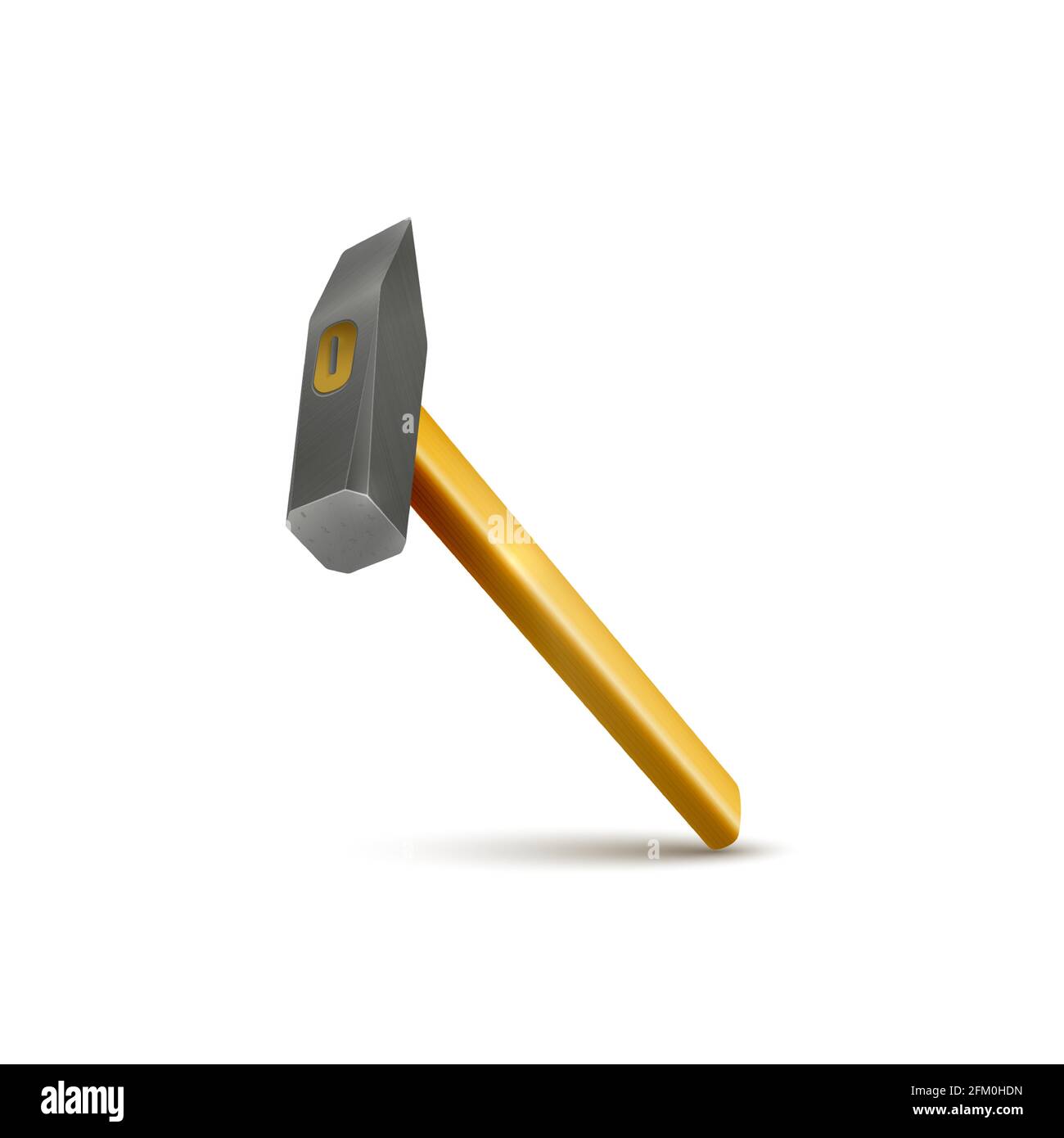 Realistic hammer with wooden handle isolated on white background ...