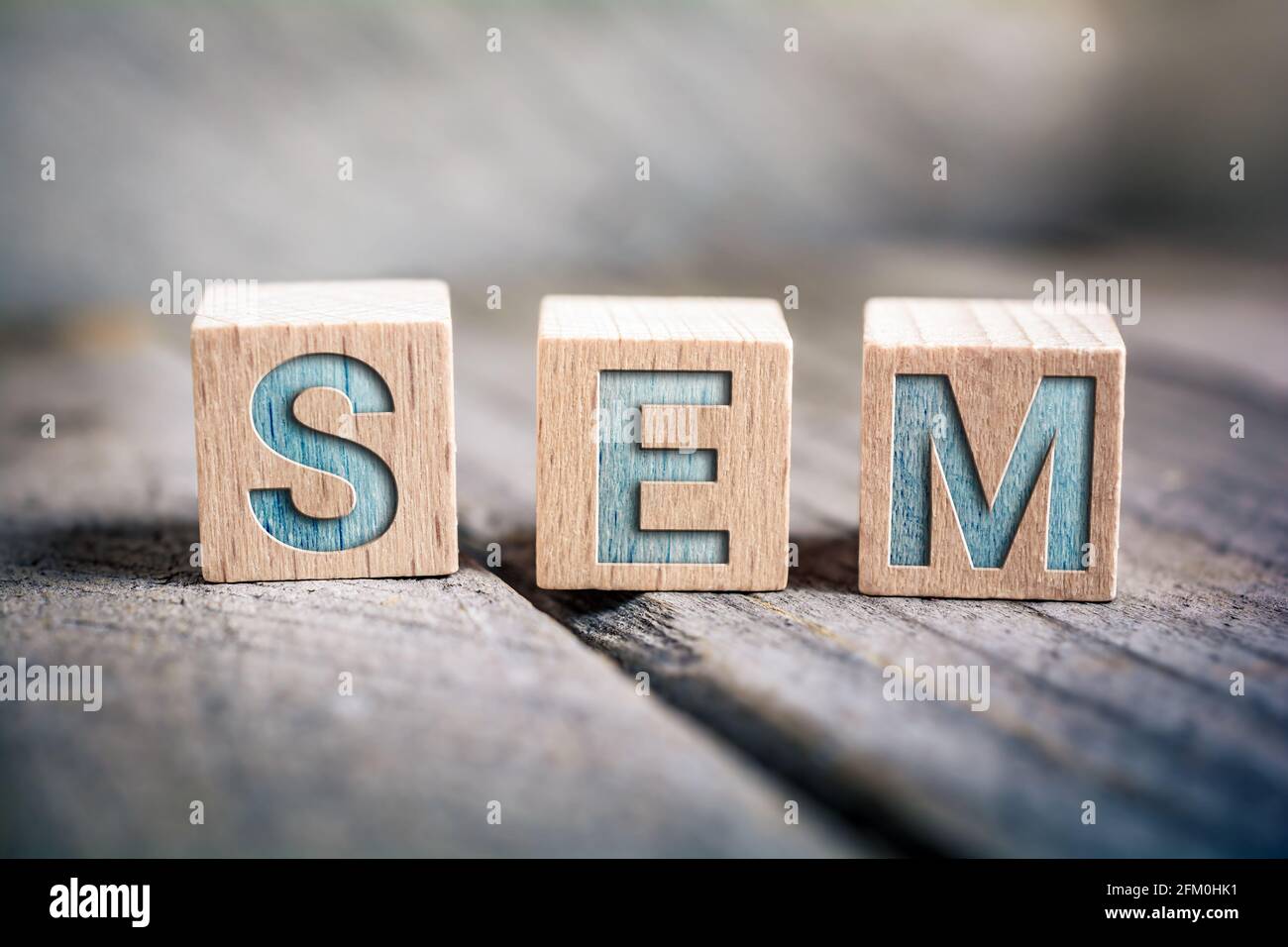 SEM Search Engine Marketing Written On Wooden Blocks On A Board Stock ...
