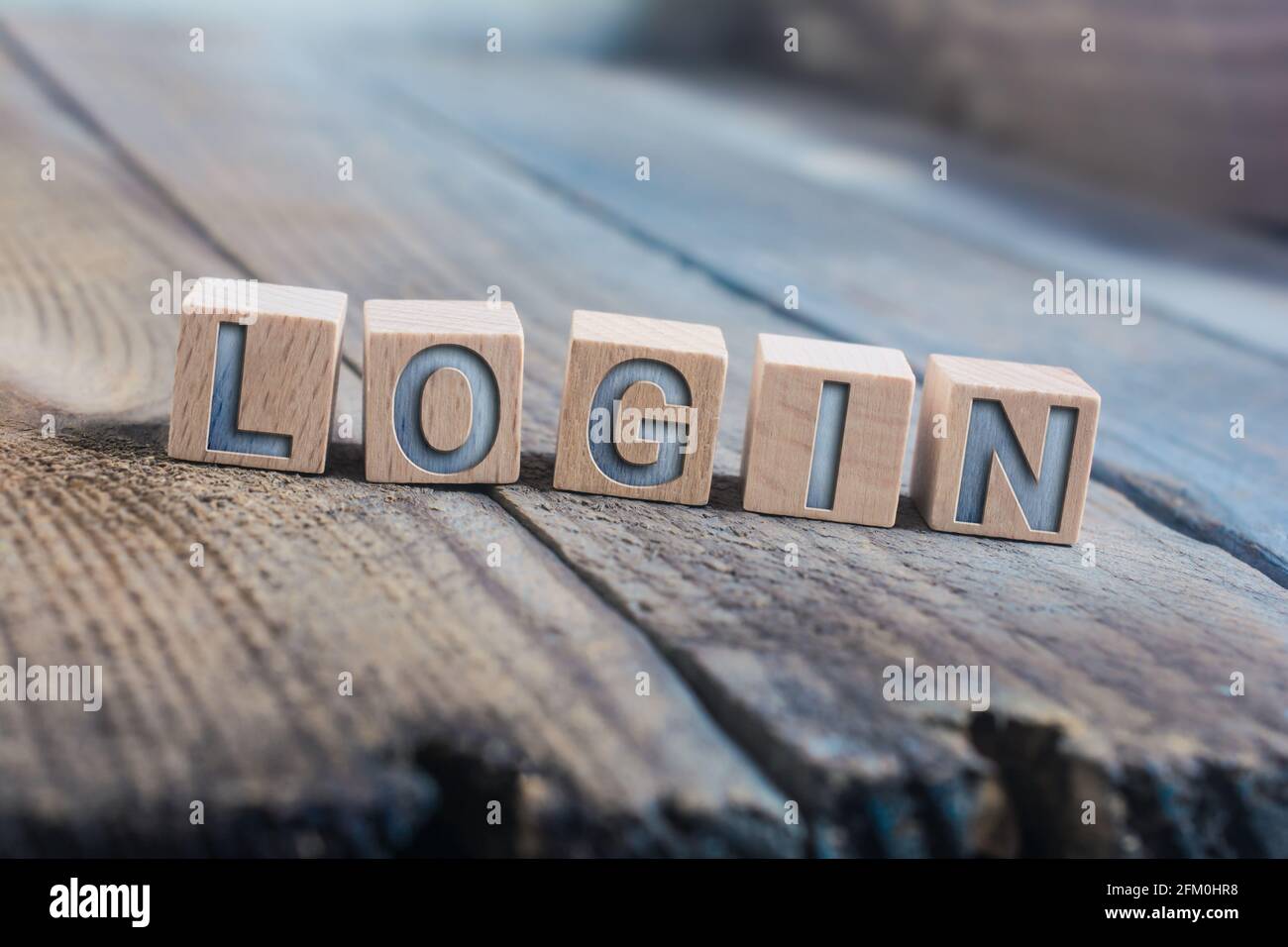 Login Written On Wooden Blocks On A Floor Stock Photo - Alamy