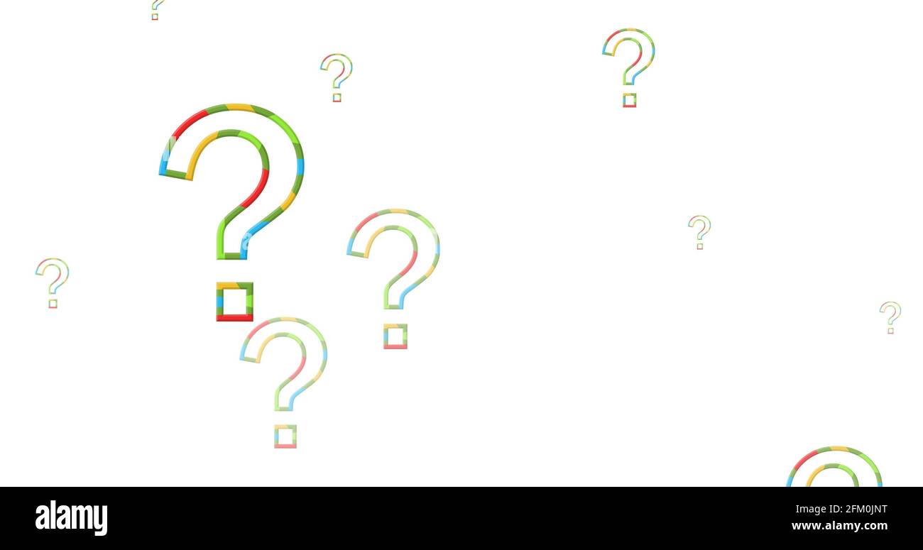 Illustration of multiple question marks with blue, green and yellow ...