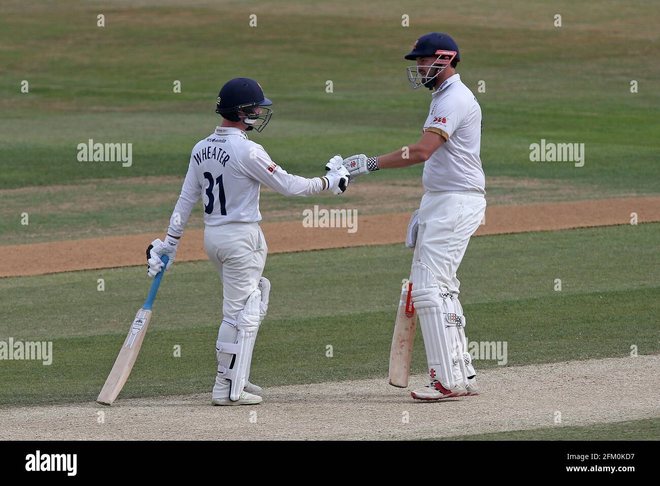 Adam Wheater (L) and Nick Browne of Essex enjoy a useful partnership ...