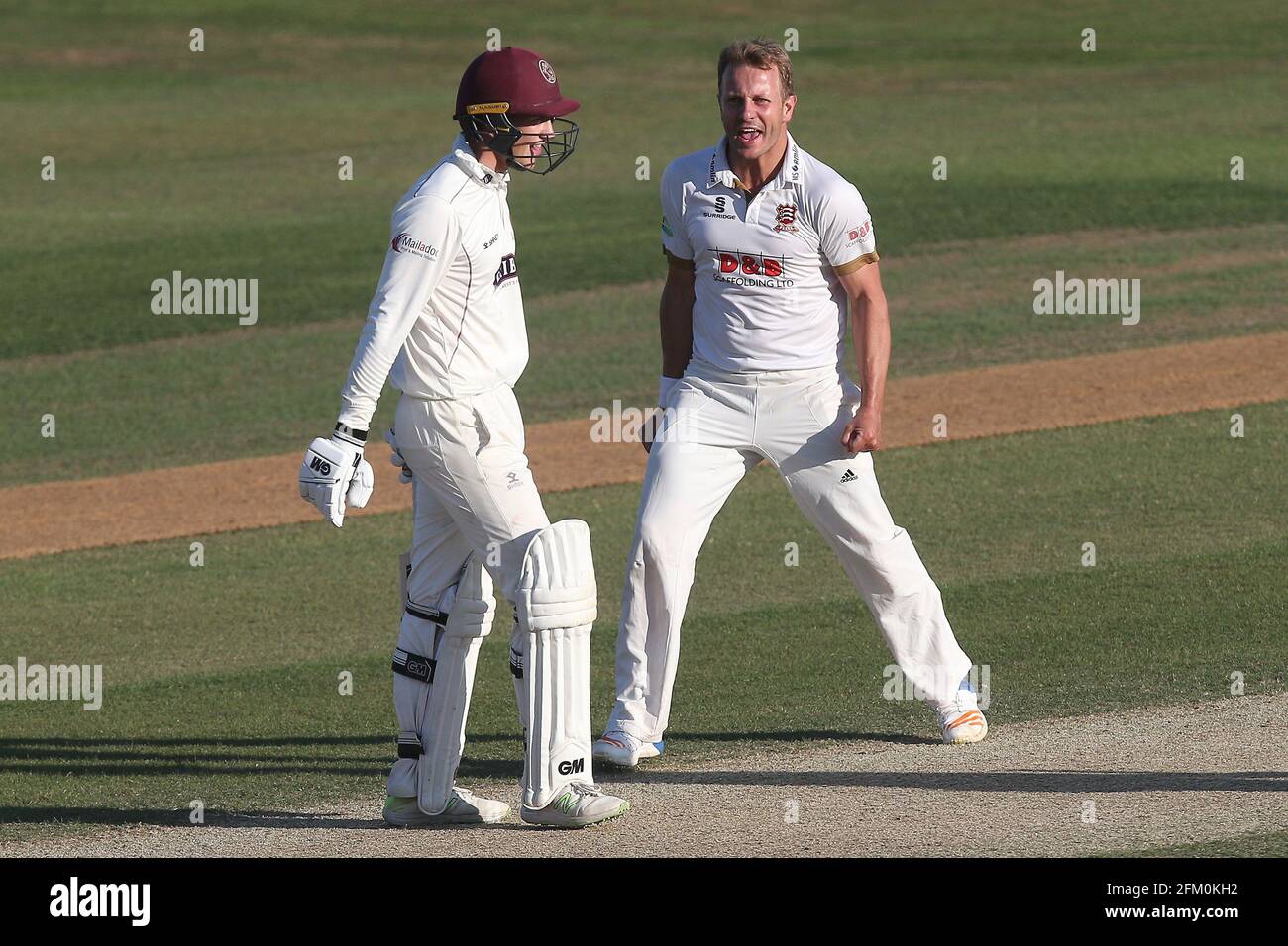 Neil Wagner of Essex celebrates taking the wicket of George Bartlett ...