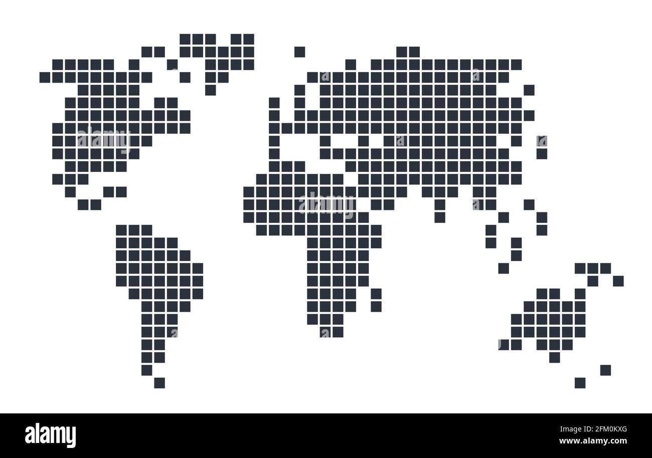 The pixel scheme of the globe map geography, dotted continents Stock ...