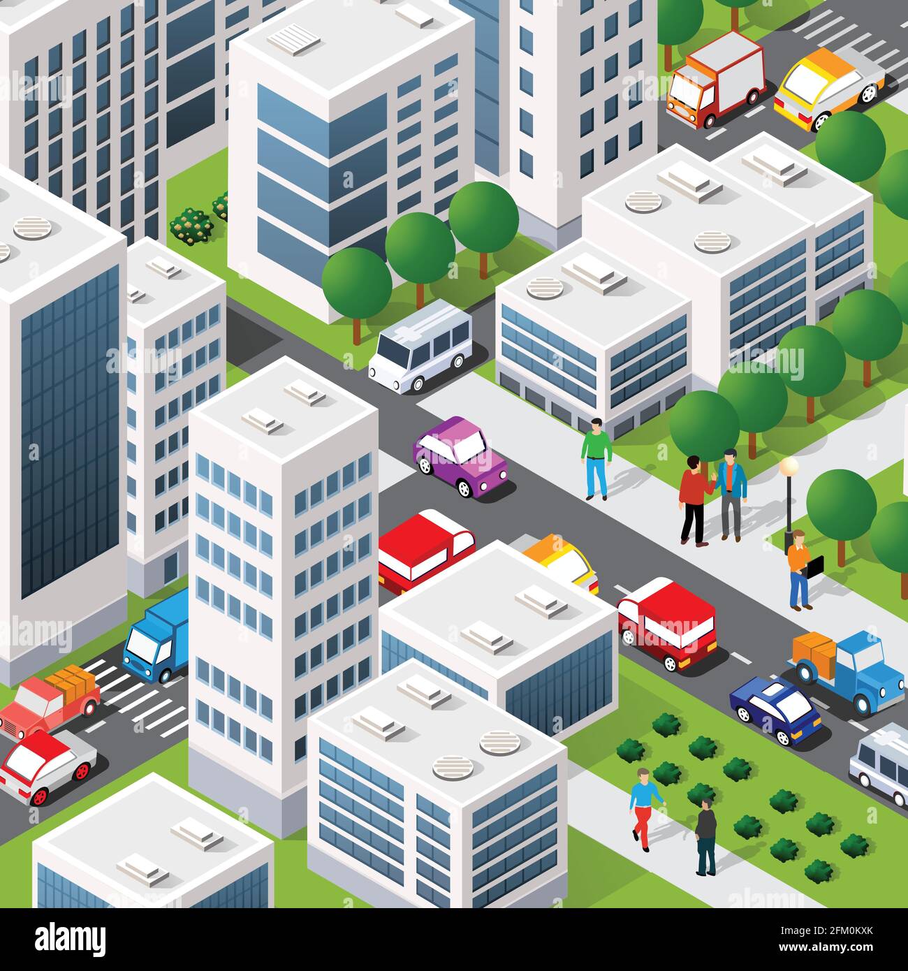 Isometric 3D illustration of the city quarter with houses Stock Vector ...