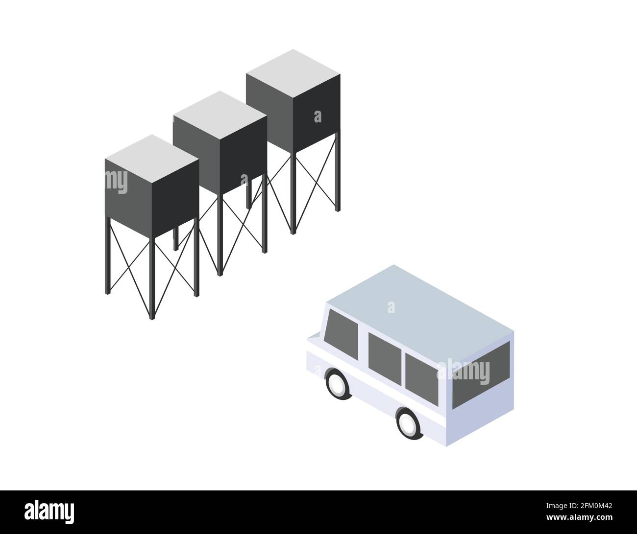 Isometric 3D city module industrial urban factory Stock Vector Image ...