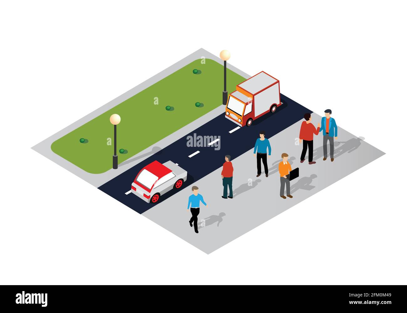 Isometric 3D illustration of the city quarter with houses Stock Vector ...