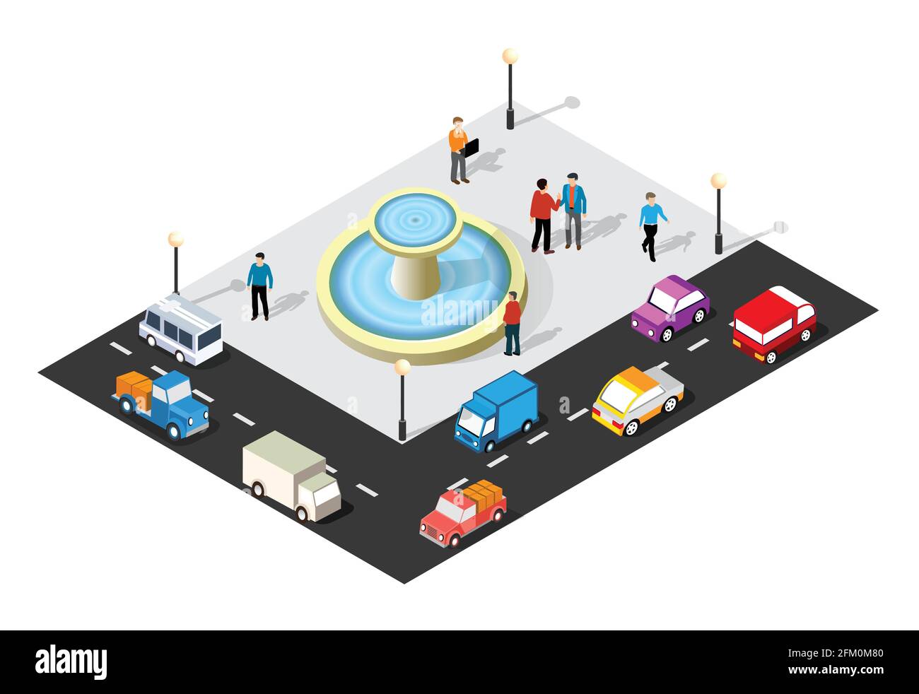 Isometric 3D illustration of the city quarter with houses Stock Vector ...
