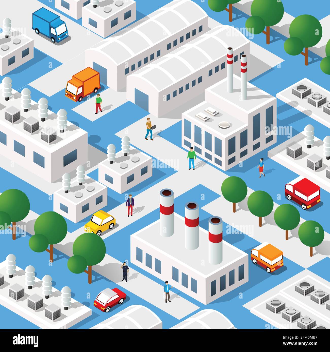 City plant factory industrial isometric urban design Stock Vector Image ...