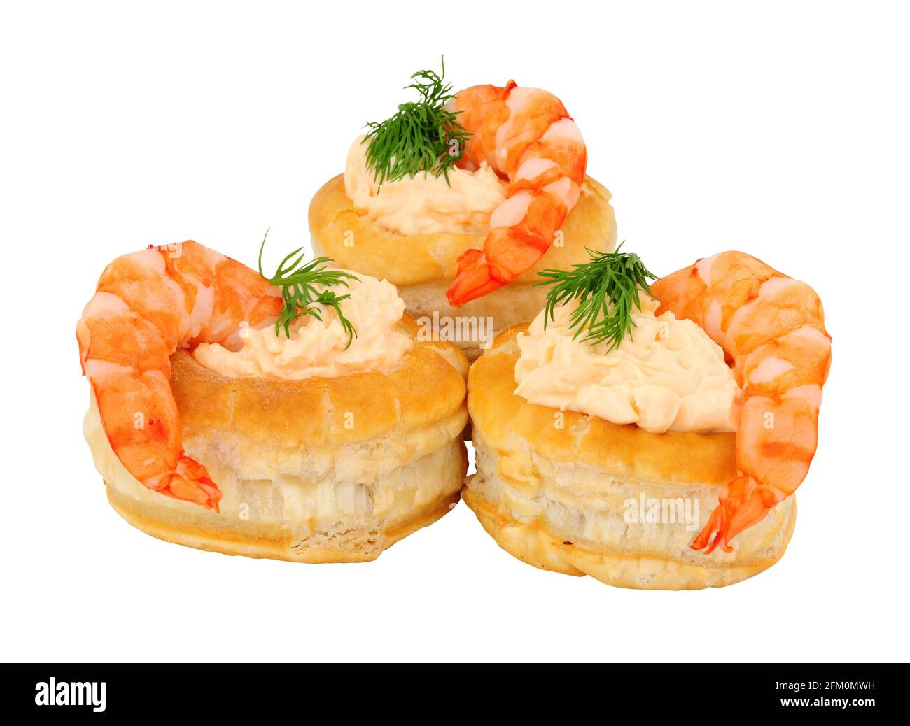 King prawn puff pastry vol au vents with salmon flavoured cream cheese ...