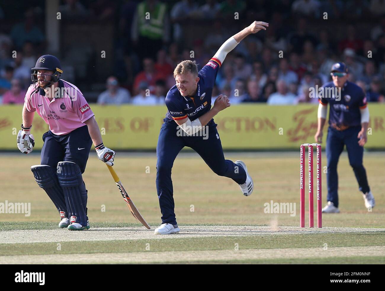 Sam Cook in bowling action for Essex during Essex Eagles vs Middlesex ...