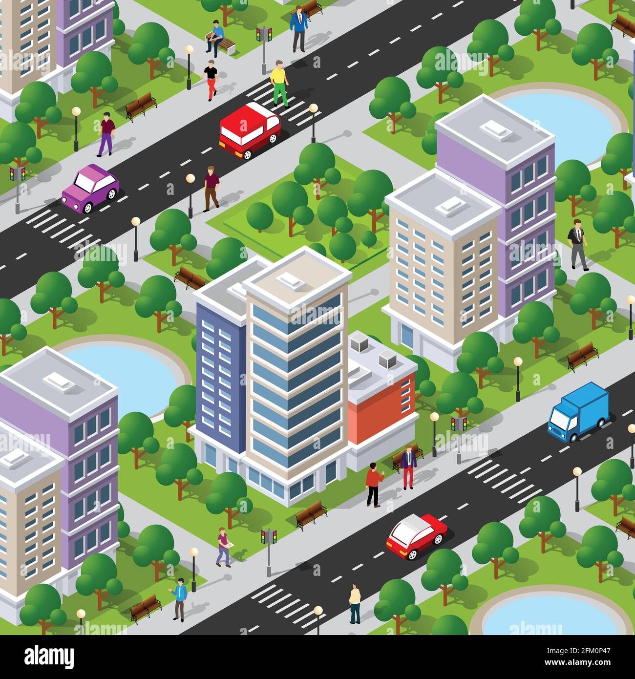 Isometric 3d street downtown architecture district part Stock Vector ...