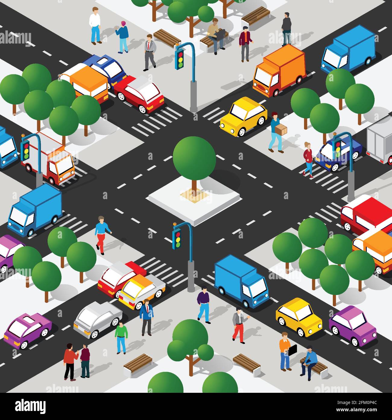 Isometric 3d street downtown architecture district part Stock Vector ...