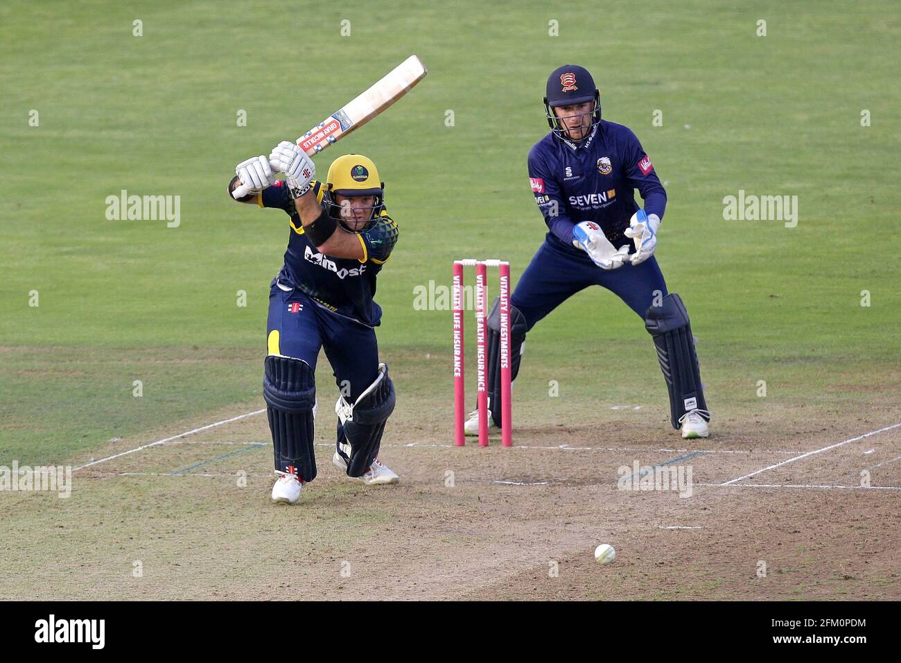 Colin Ingram in batting action for Glamorgan as Adam Wheater looks on ...