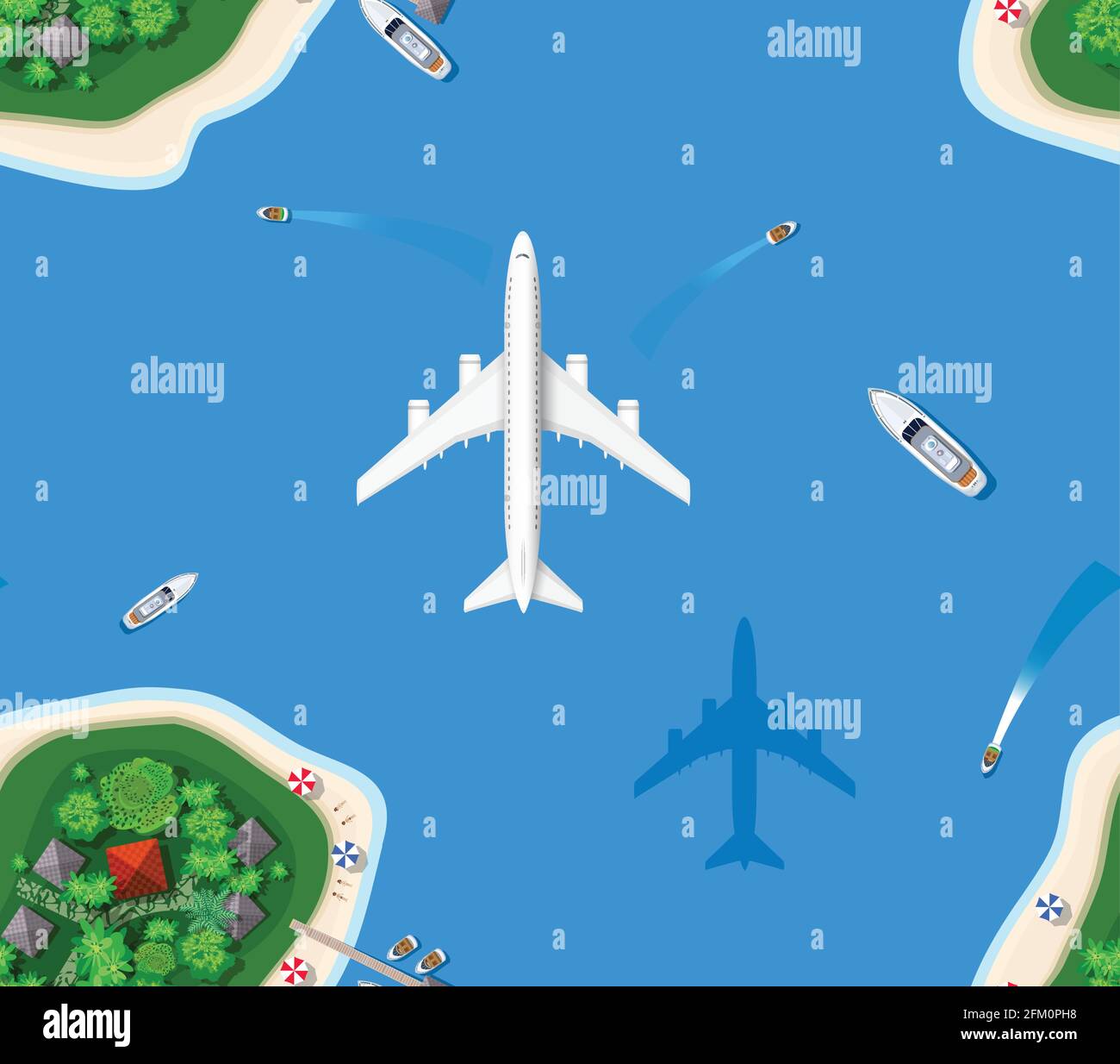 Seamless pattern landscape for recreation. Top view of the island Stock ...