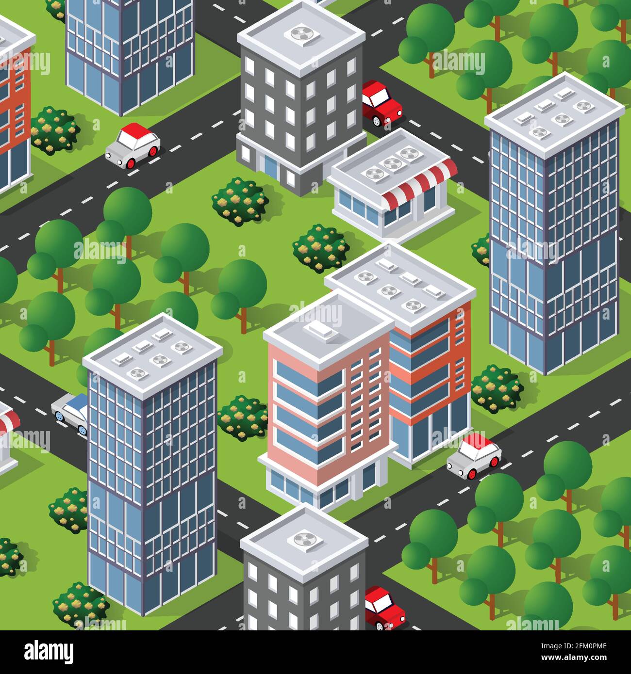 Isometric 3d street downtown architecture district part Stock Vector ...