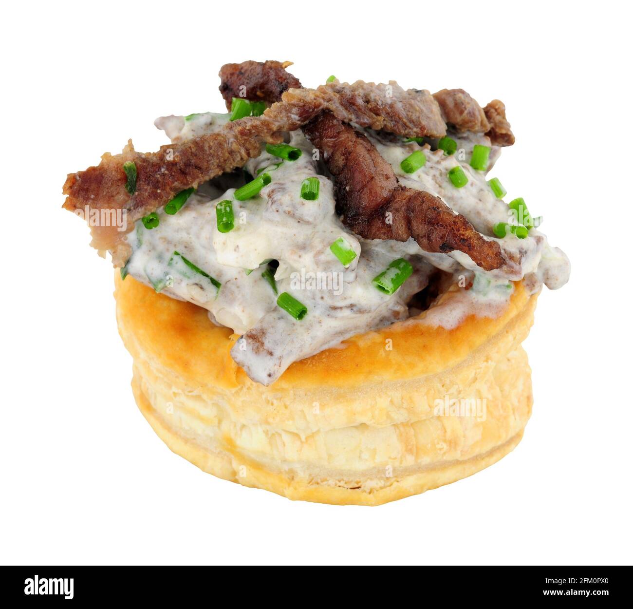 Beef puff pastry vol au vent with with soured cream and chives filling ...