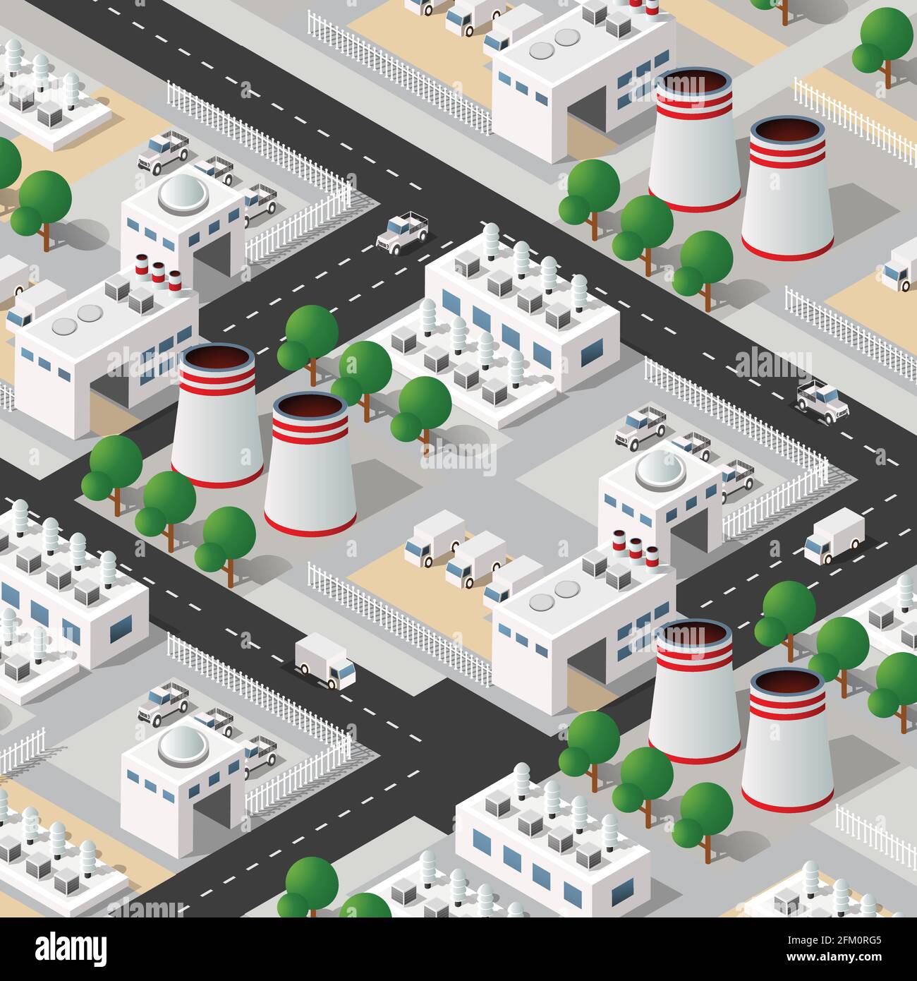 City plant factory industrial isometric urban design elements Stock ...