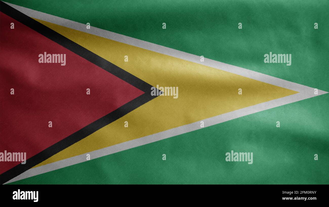Guyanese flag waving in the wind. Close up of Guyana banner blowing ...