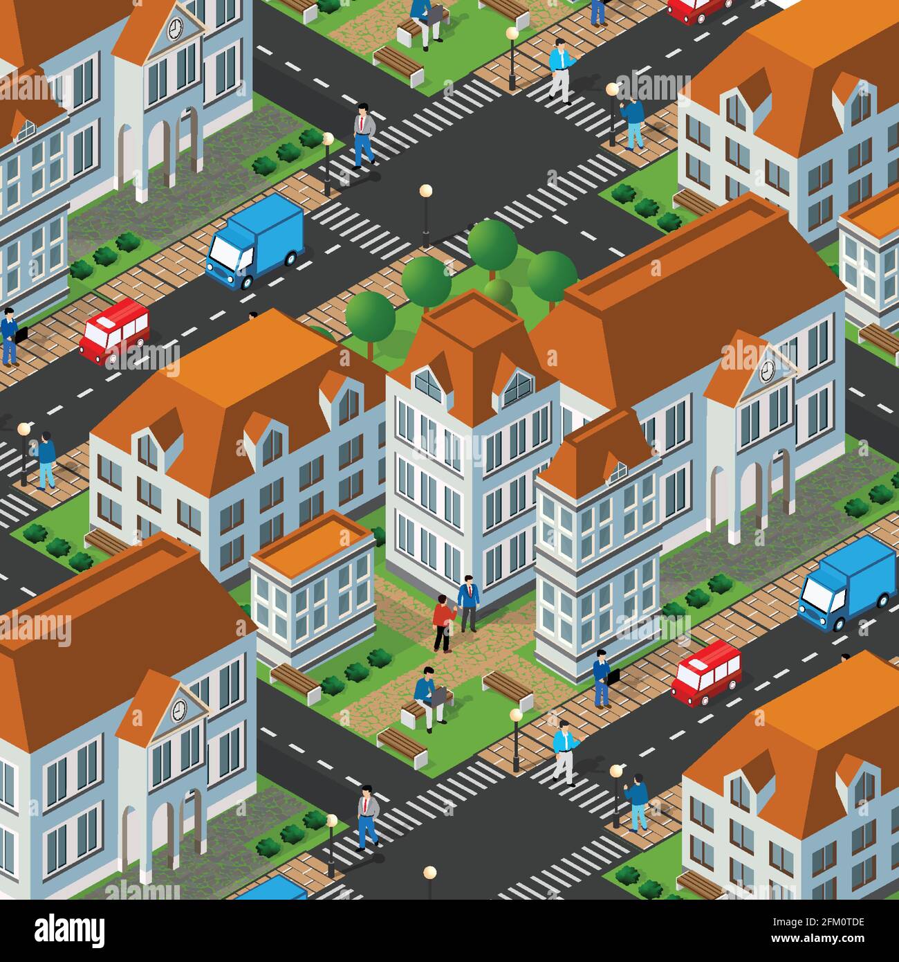 Isometric 3d of street downtown architecture district Stock Vector ...