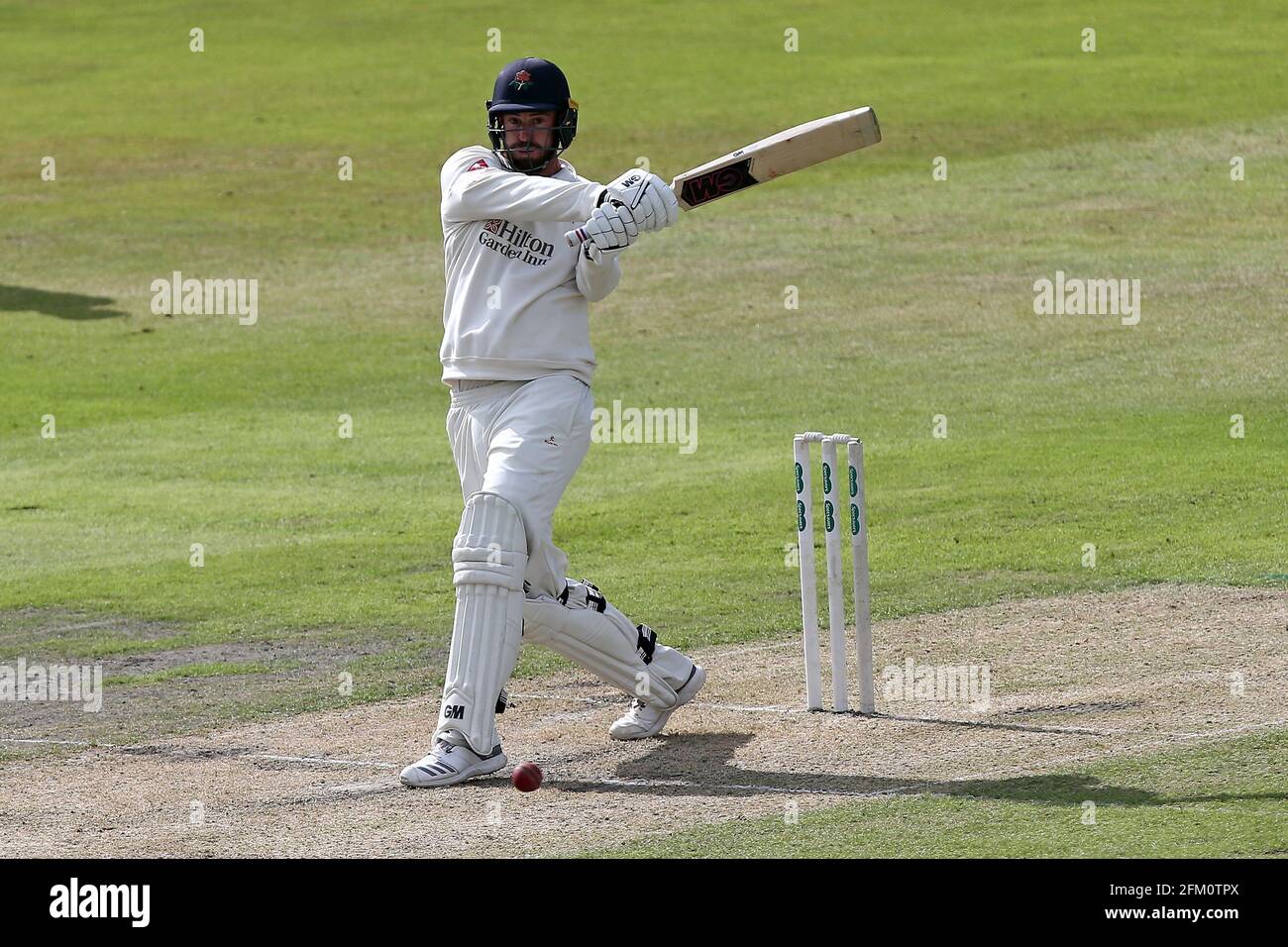 Jordan Clark hits 4 runs for Lancashire during Lancashire CCC vs Essex ...