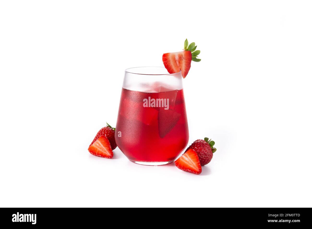 Strawberry cocktail isolated on white background Stock Photo - Alamy