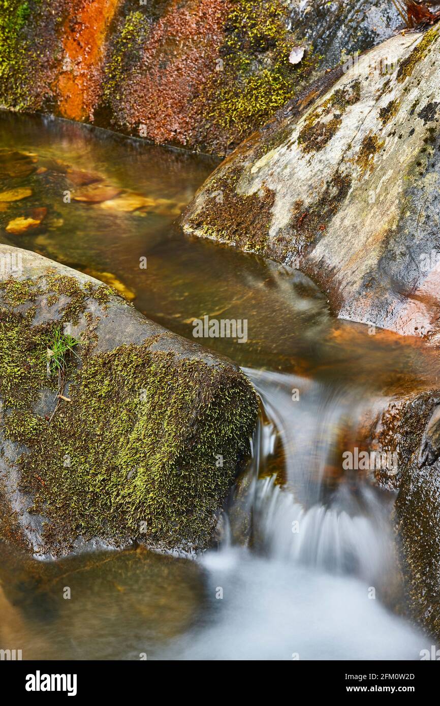 Creek with silk effect. Jarama river, Madrid. La Hiruela. Spain Stock ...