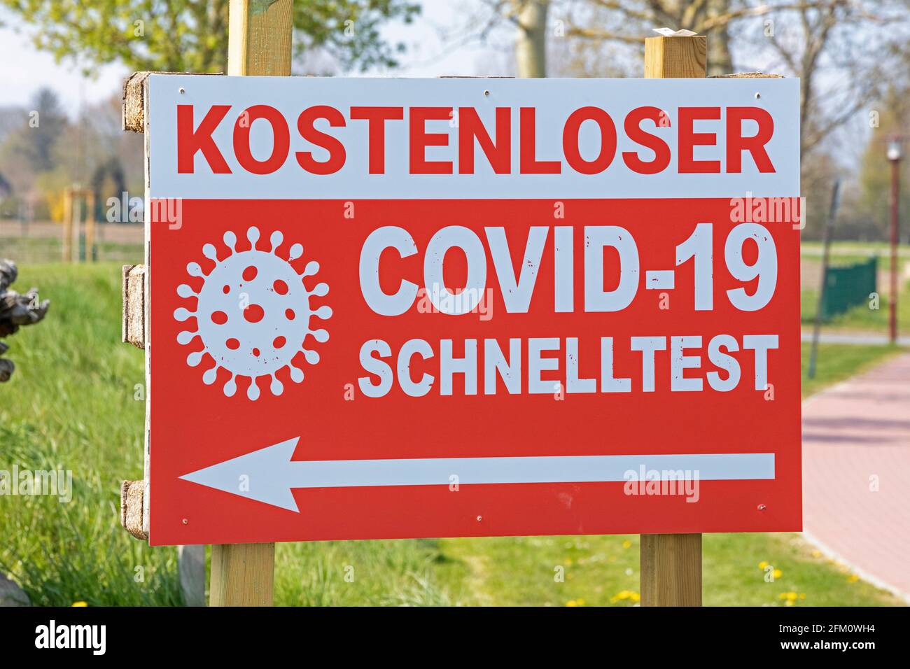 sign for free Covid-19 rapid test, Gelting, Gelting Bay, Schleswig ...