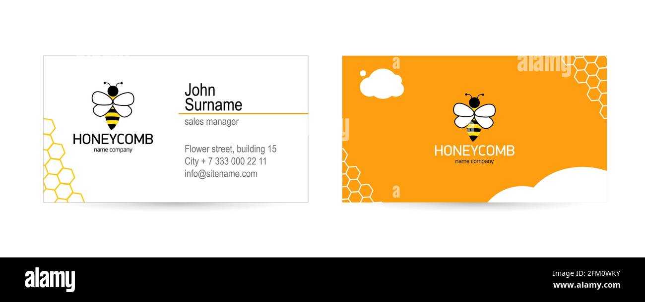 Bee logo and Modern bright design Business Card. Creative business card ...
