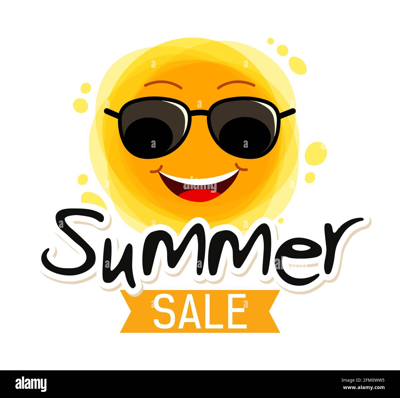 Bright Sale banner, template design with summer sun. Text Summer sale ...