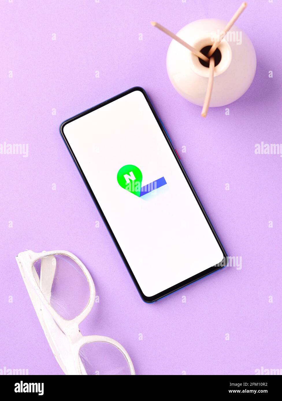 Assam, india - May 04, 2021 : Naver map logo on phone screen stock ...