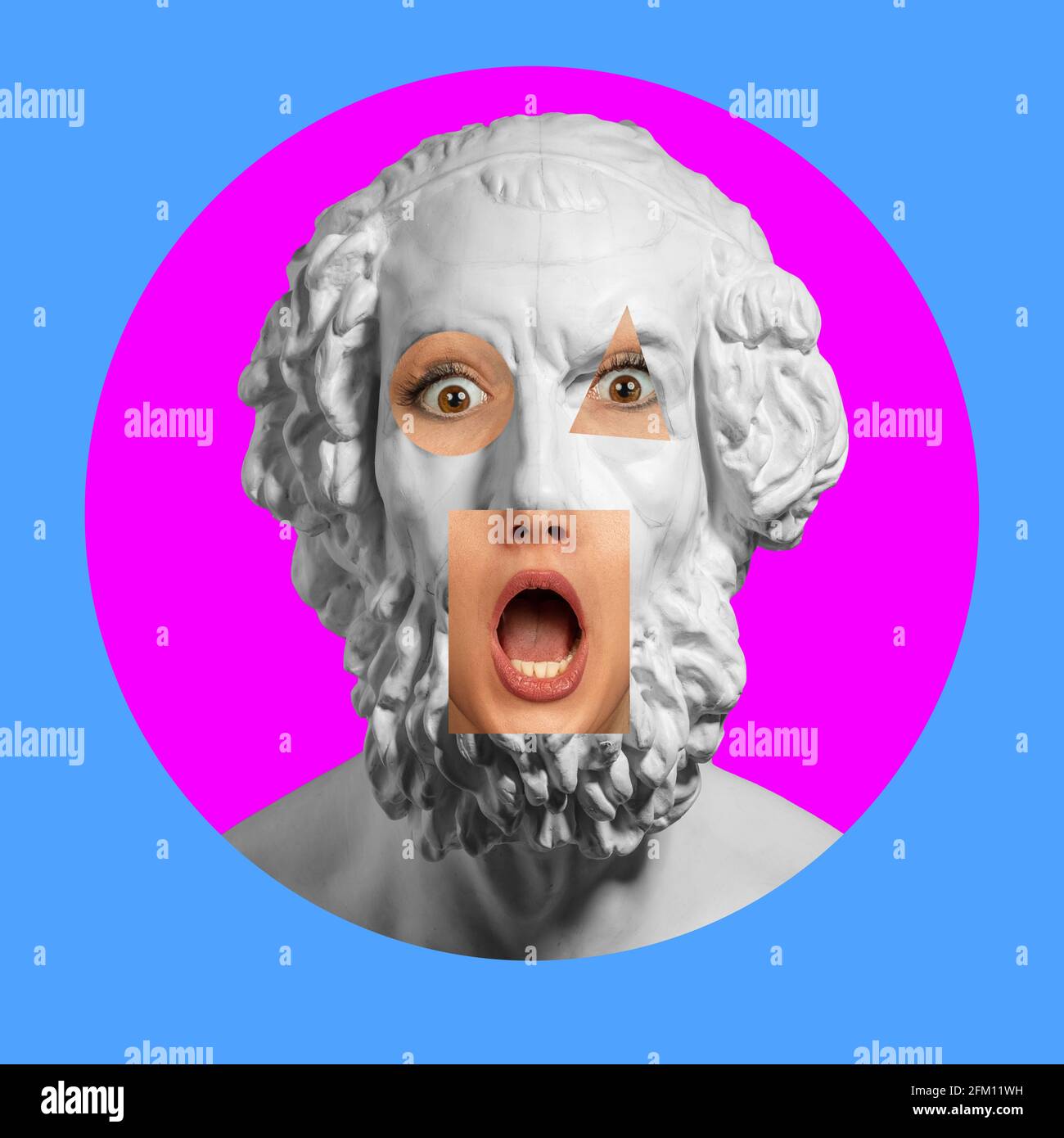 Modern conceptual artwork with ancient statue. Contemporary art collage ...