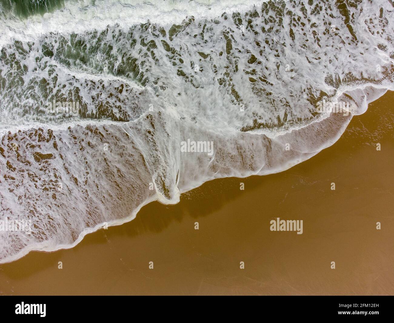 Aerial Drone Top Down View - Waves on a Beach with Golden Sand - Summer ...
