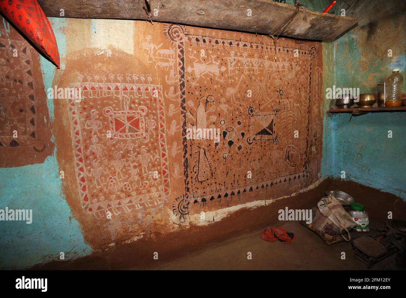 Traditional Savara paintings, Goddess on walls at Masaguda village in ...
