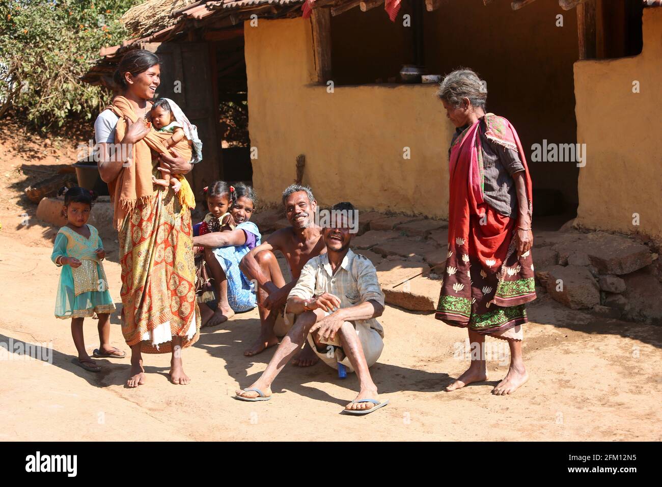Tribal family chatting at Sainagar village in Araku, Andhra Pradesh, India. KONDHU TRIBE Stock ...