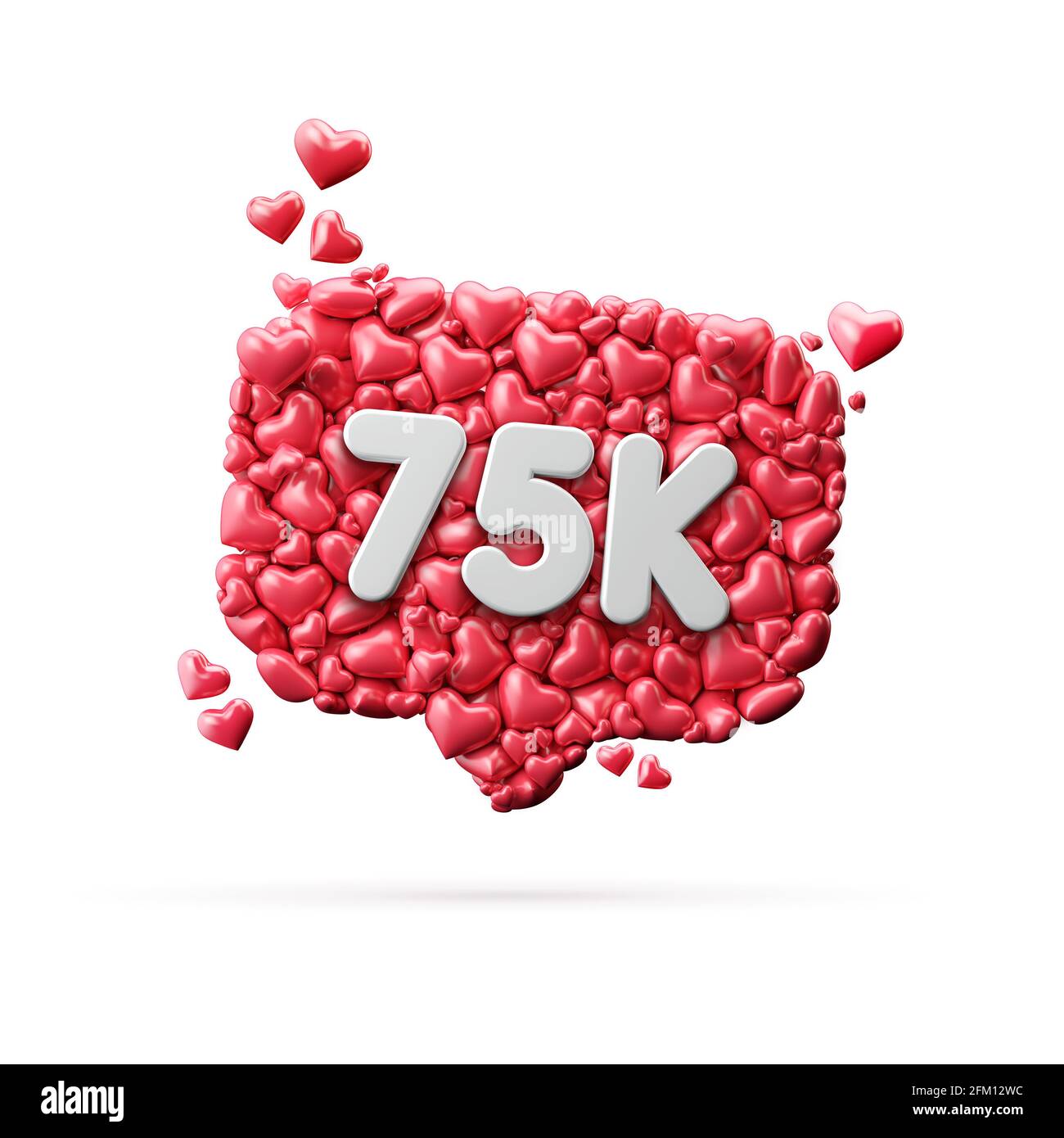 75 thousand social media influencer subscribe or follow banner. 3D ...