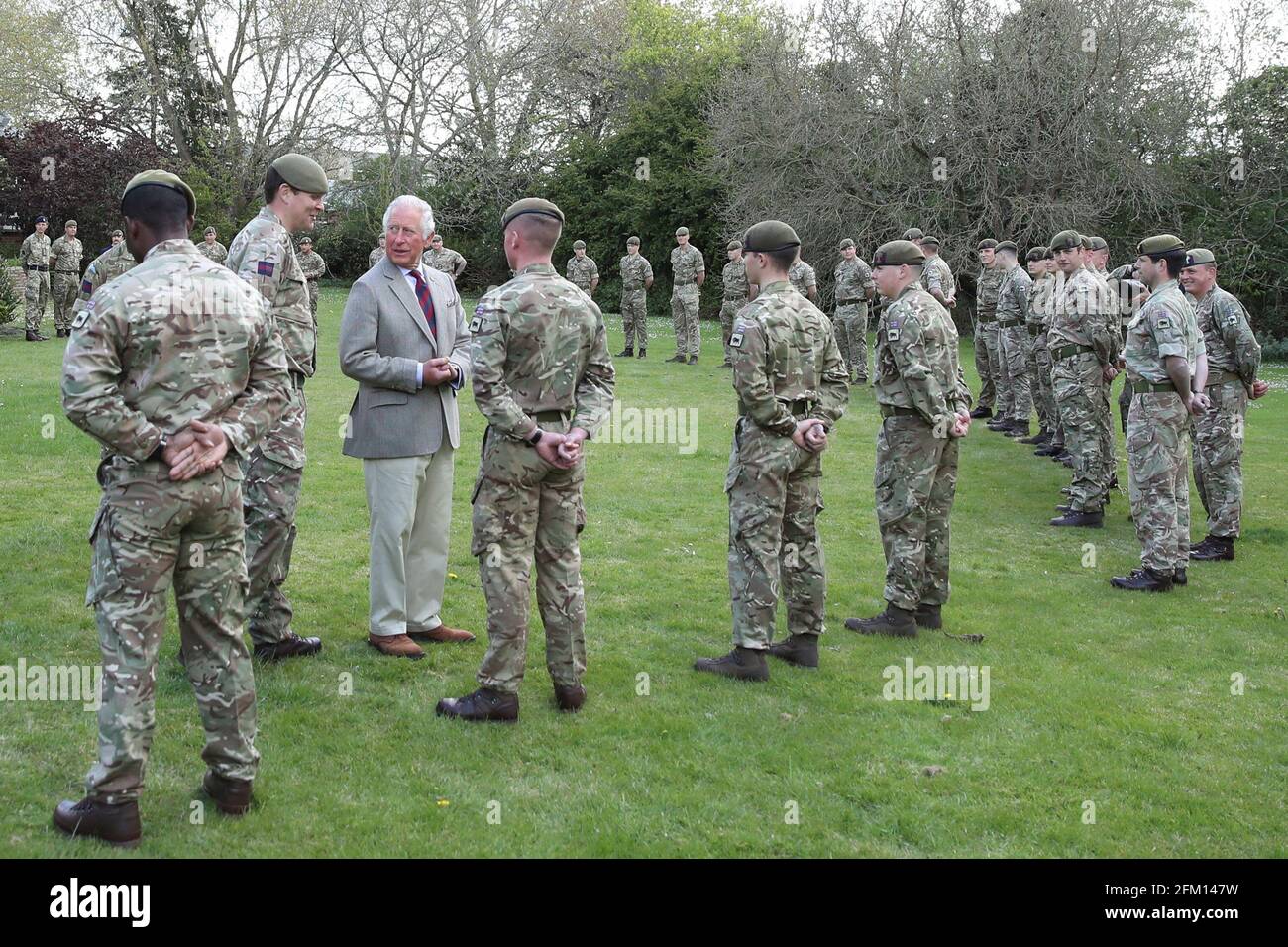 The Prince of Wales, Colonel Welsh Guards, during a visit to Combermere ...