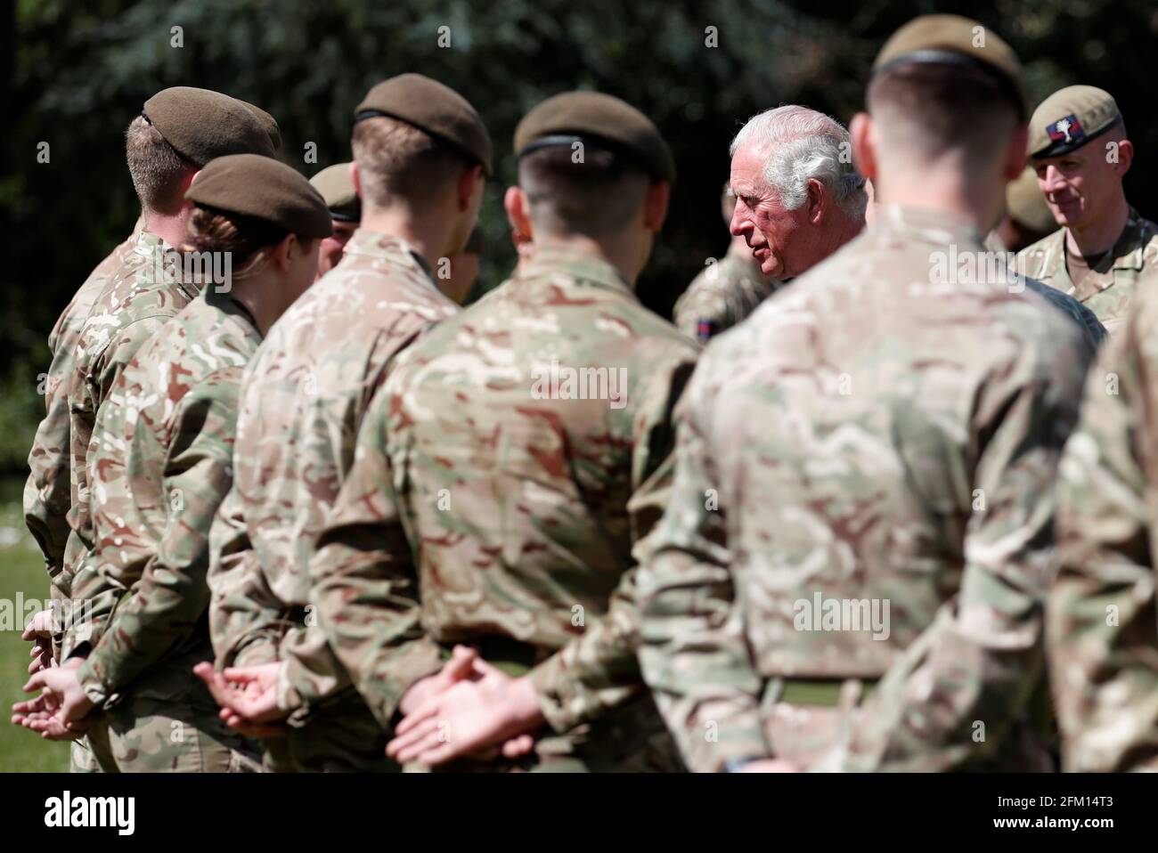 The Prince of Wales, Colonel Welsh Guards, during a visit to Combermere ...