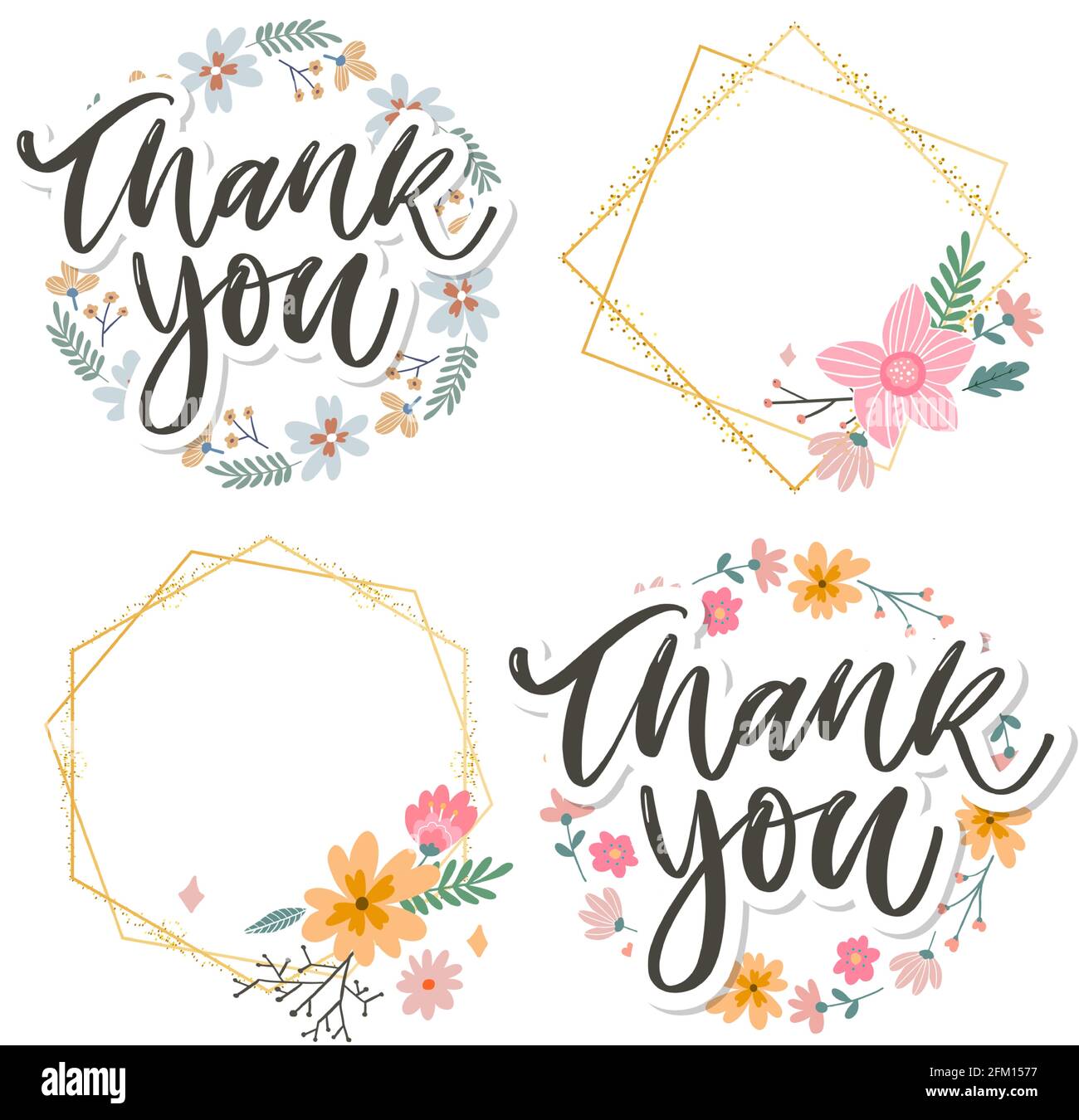 Cute Thank You Script Card Stock Vector Image & Art - Alamy