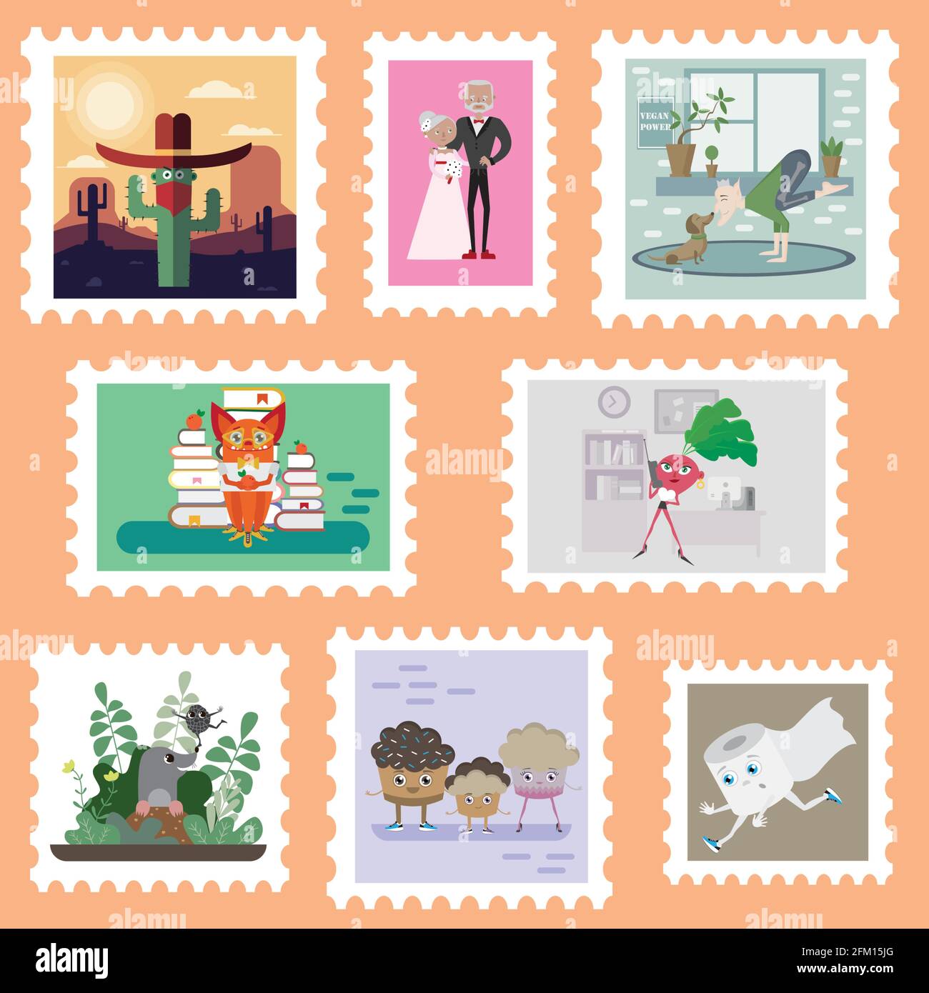 Set of stamps with original themes vector Stock Vector Image & Art - Alamy