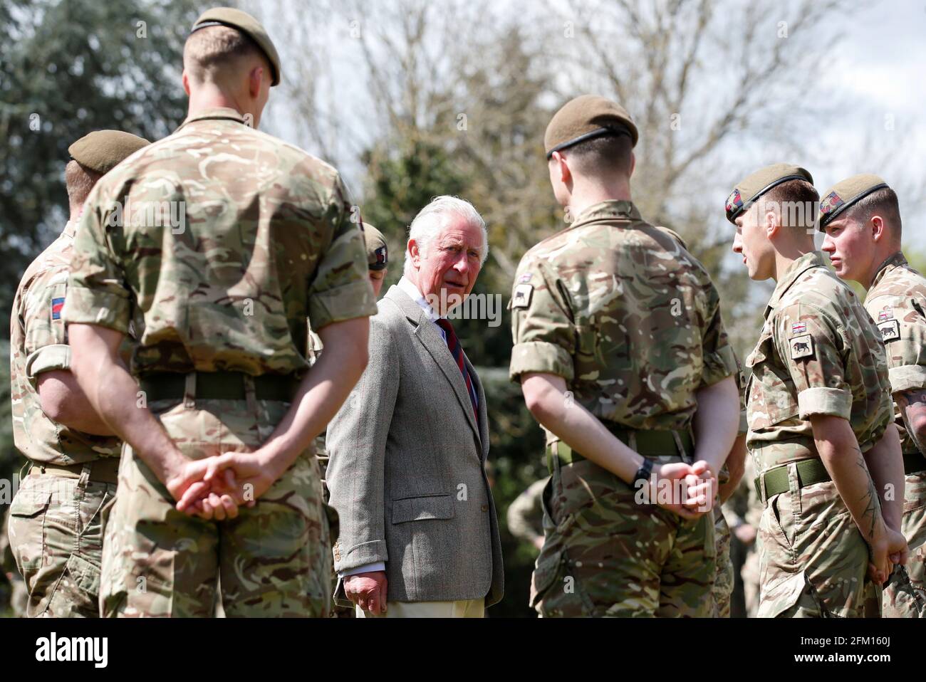 The Prince of Wales, Colonel Welsh Guards, during a visit to Combermere ...