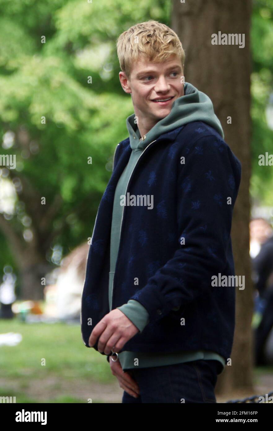 New York, NY, USA. 4th May, 2021. Tom Rhys Harries on the set of the ...
