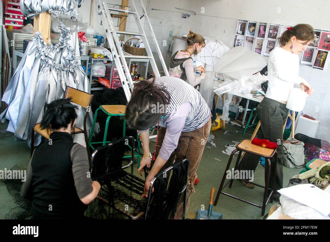 Students at the Weaving School - Ecole des Tissages, Lyon, AURA, France ...
