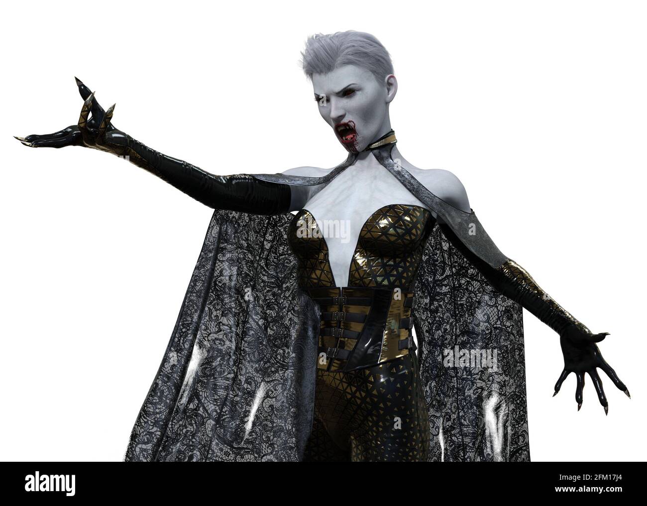 3D illustration vampire woman isolated on white background Stock Photo ...