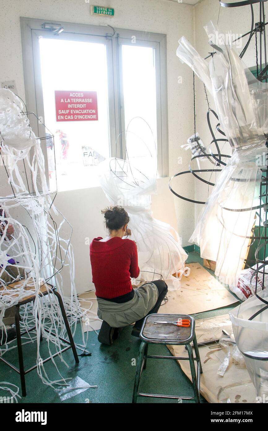 Students at the Weaving School - Ecole des Tissages, Lyon, AURA, France ...