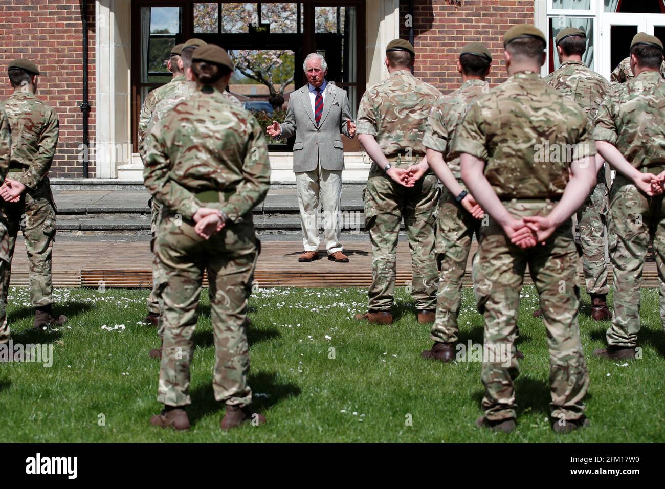 The Prince of Wales, Colonel Welsh Guards, during a visit to Combermere ...