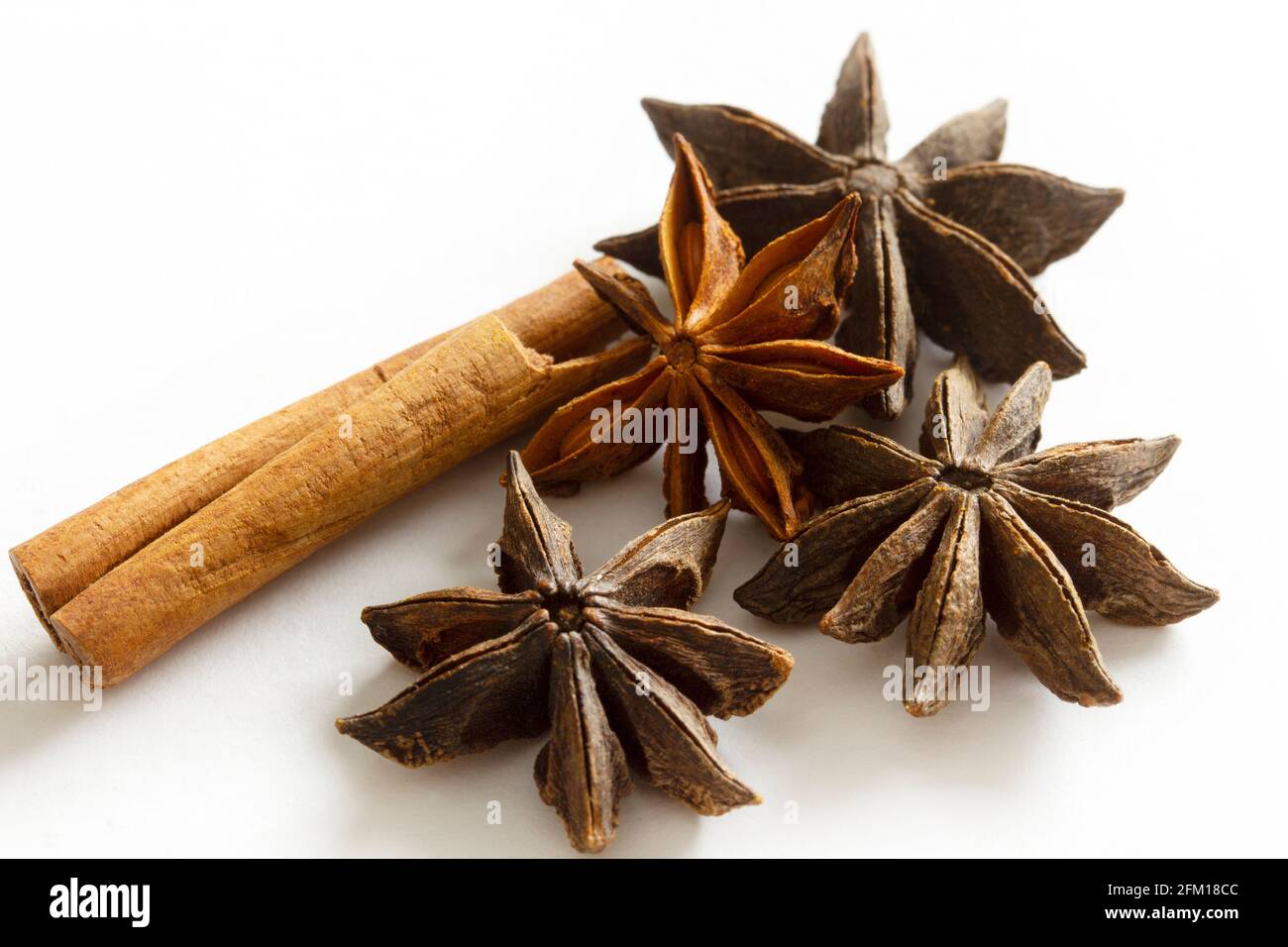 Dried Herbs and Spices: Cinnamon sticks and star anise isolated on ...