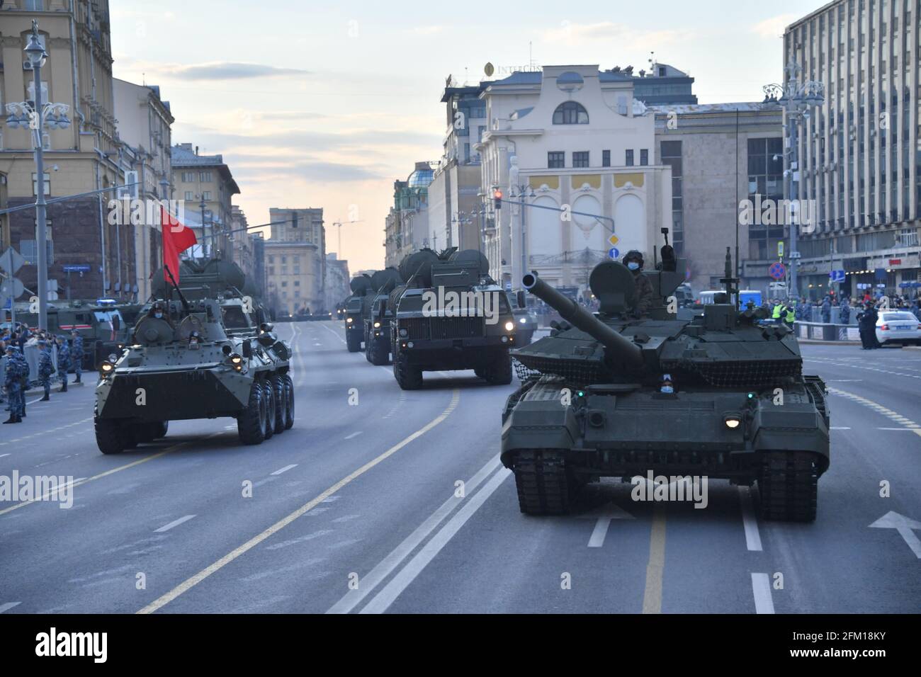 Moscow. BTR-82 armored personnel carrier, S-400 Triumph anti-aircraft ...